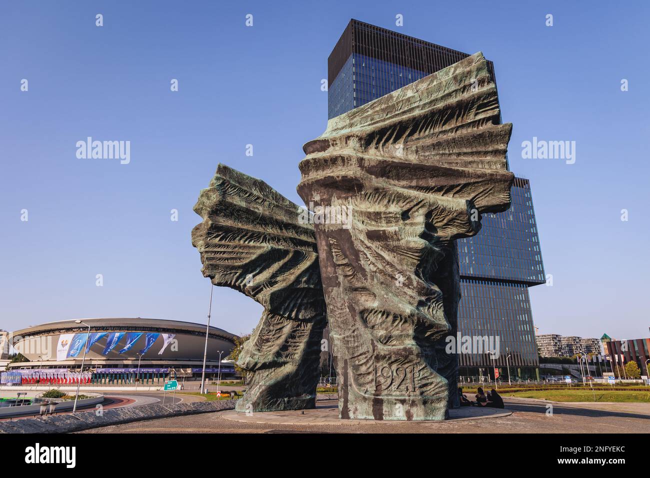 Silesian Insurgents Monument, .KTW office building and Spodek Arena in ...