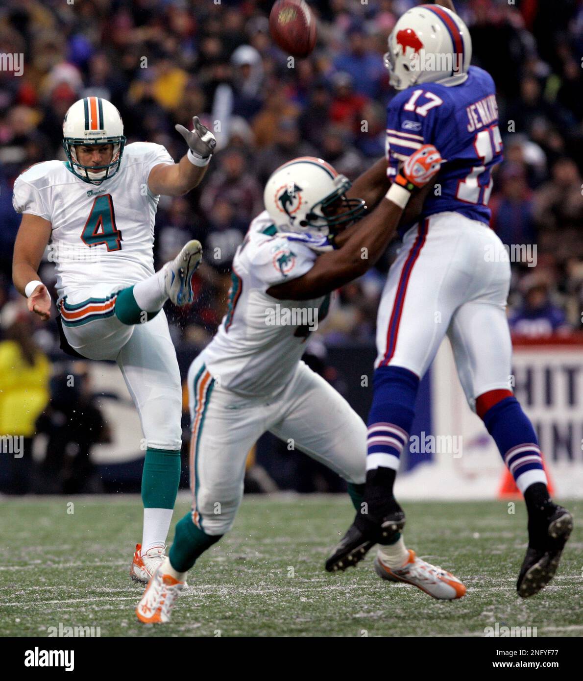 Miami Dolphins' Brandon Fields punts during the second half of the NFL ...