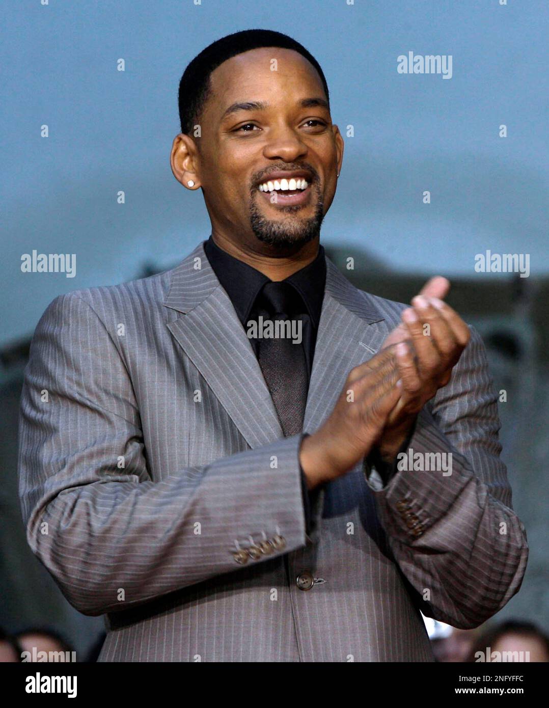 Actor Will Smith, star of "I Am Legend," is seen during a hand and ...