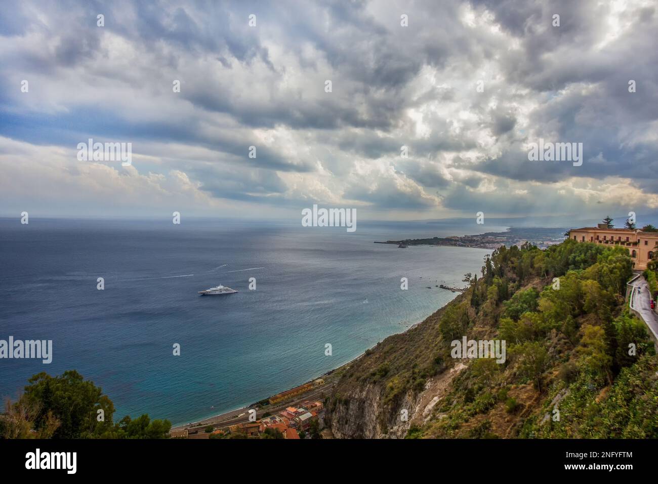 Panorama from the main square (observation deck) in Tormin - cloudy ...