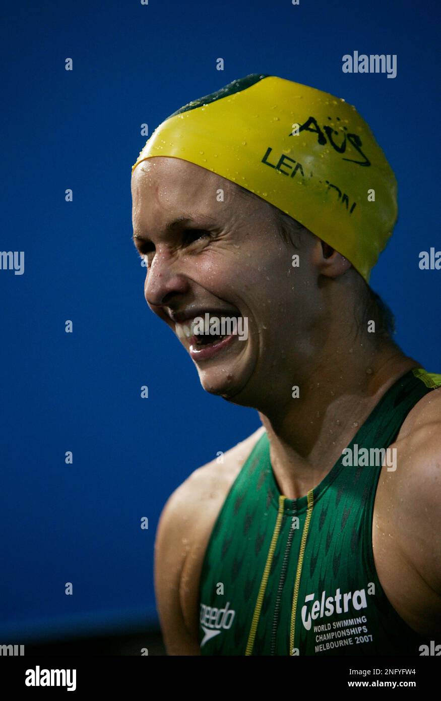 Australia's Libby Lenton smiles after winning the women's 50m Freestyle ...