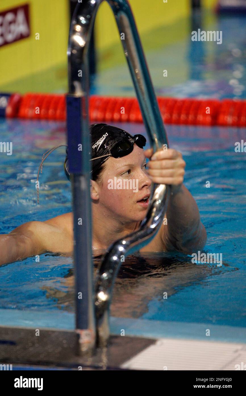 Gold medal winner USA's Kate Ziegler after finishing the women's 1500m ...