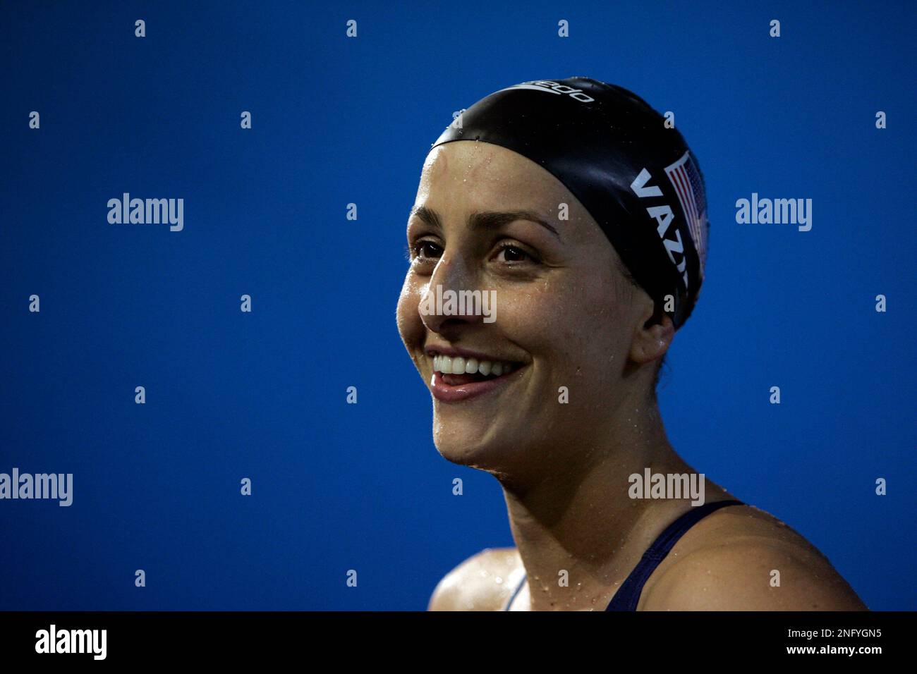 USA's Leila Vaziri smiles after winning the women's 50m Backstroke ...