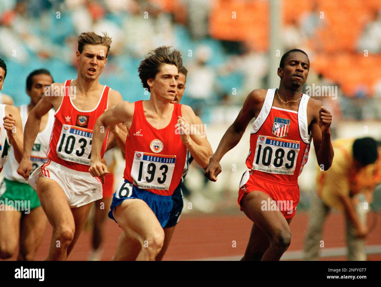 Soviet Union 's Vladimir Graudyn, left, Chile 's Pablo Squella center ...