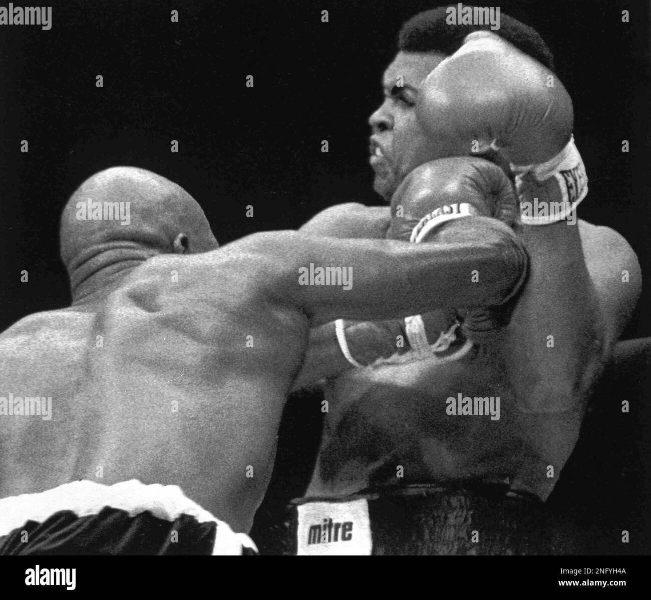 Image shows American boxer Muhammad Ali, right, and his opponent ...