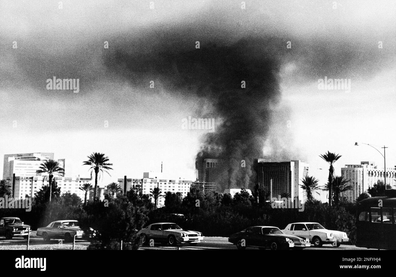A fire burns at the MGM Grand Hotel and Casino in Las Vegas on Nov. 21 ...