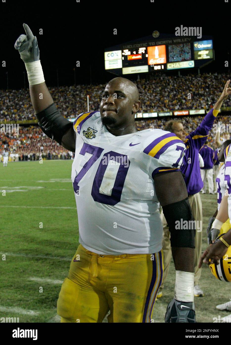 LSU offensive lineman Ciron Black celebrates LSU's victory over Auburn ...