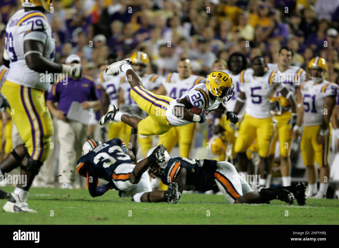 LSU running back Richard Murphy is tackled in the second half of their ...