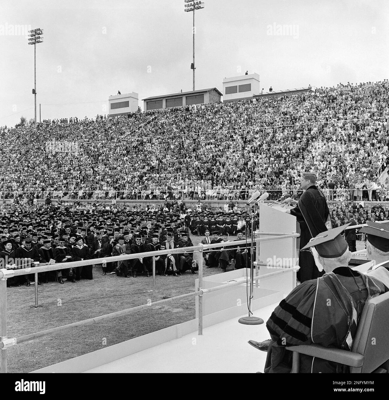 President John Kennedy addresses graduating class at San Diego State ...