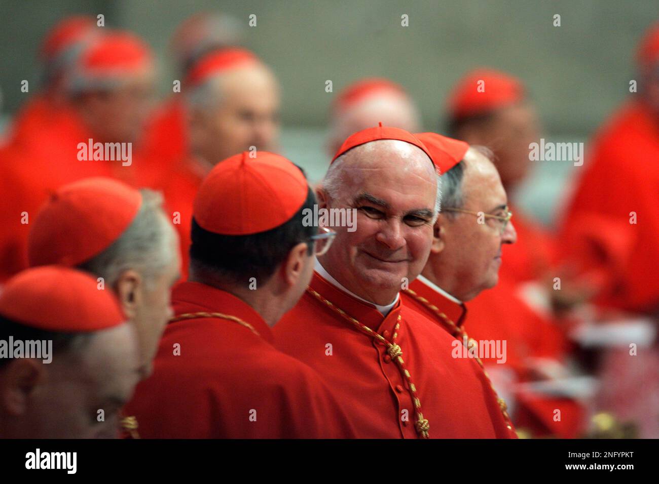 US Cardinal John Patrick Foley smiles to Italian Cardinal Giovanni ...