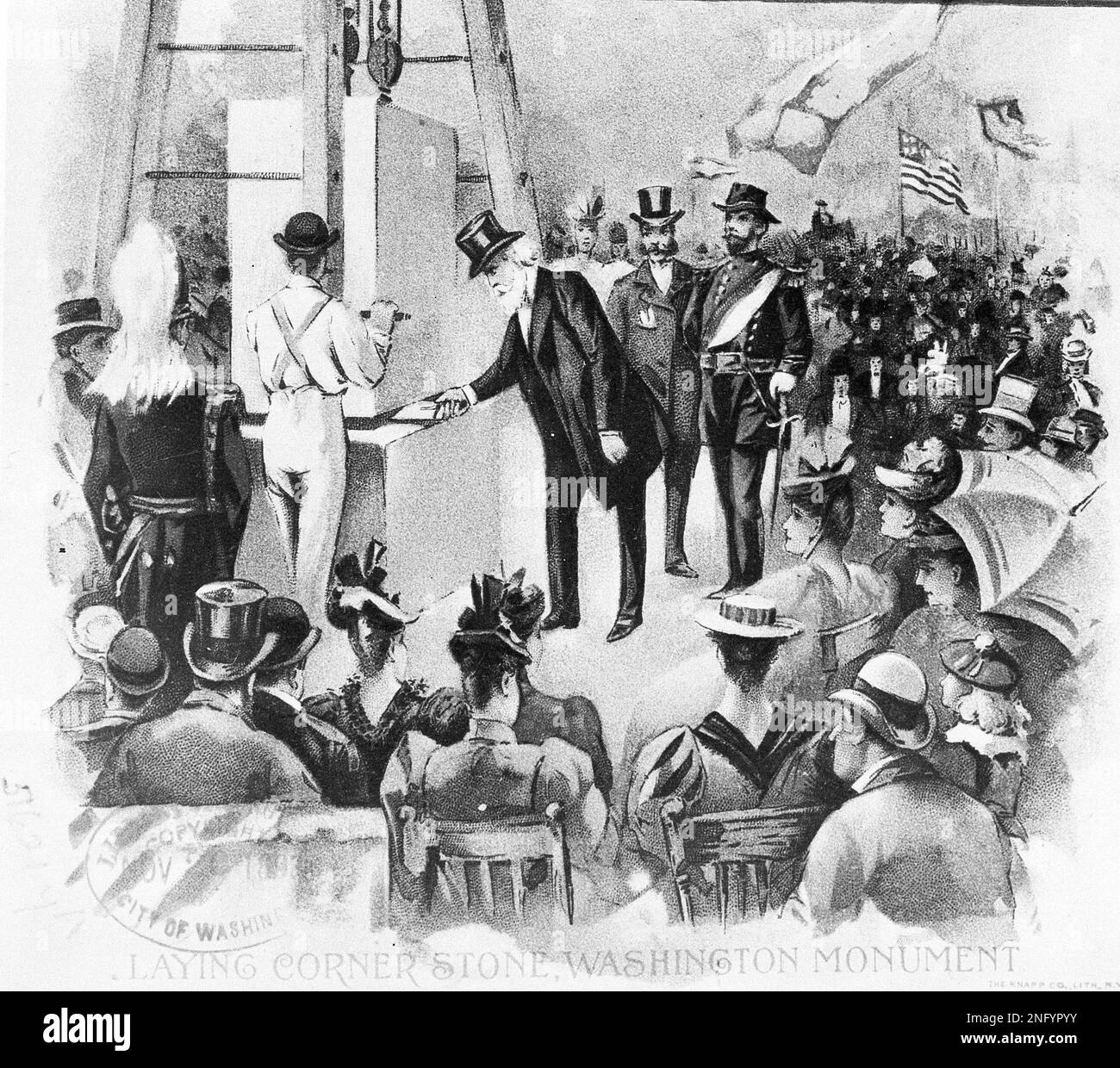 The cornerstone of the Washington Monument is laid by Benjamin French ...