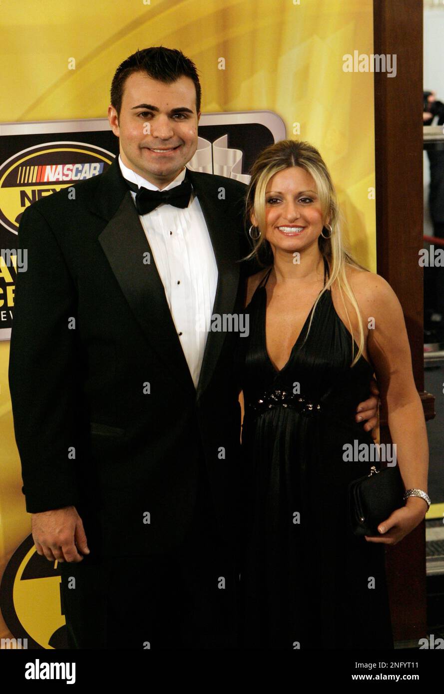 Driver Donny Lia and an unidentified guest arrive for the NASCAR Nextel ...