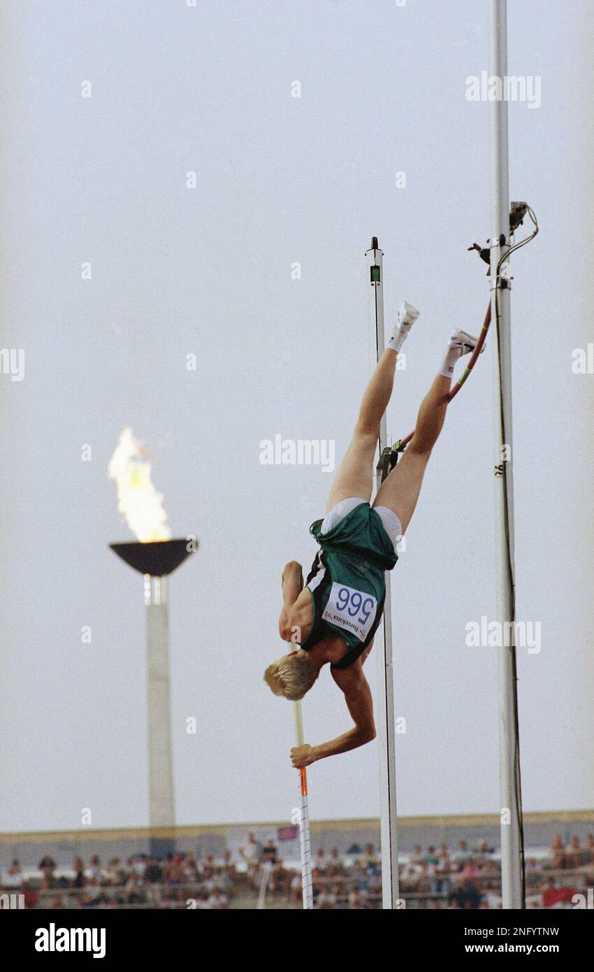 Unified Team's Maxim Tarassov vaults for the gold medal in the XXV ...