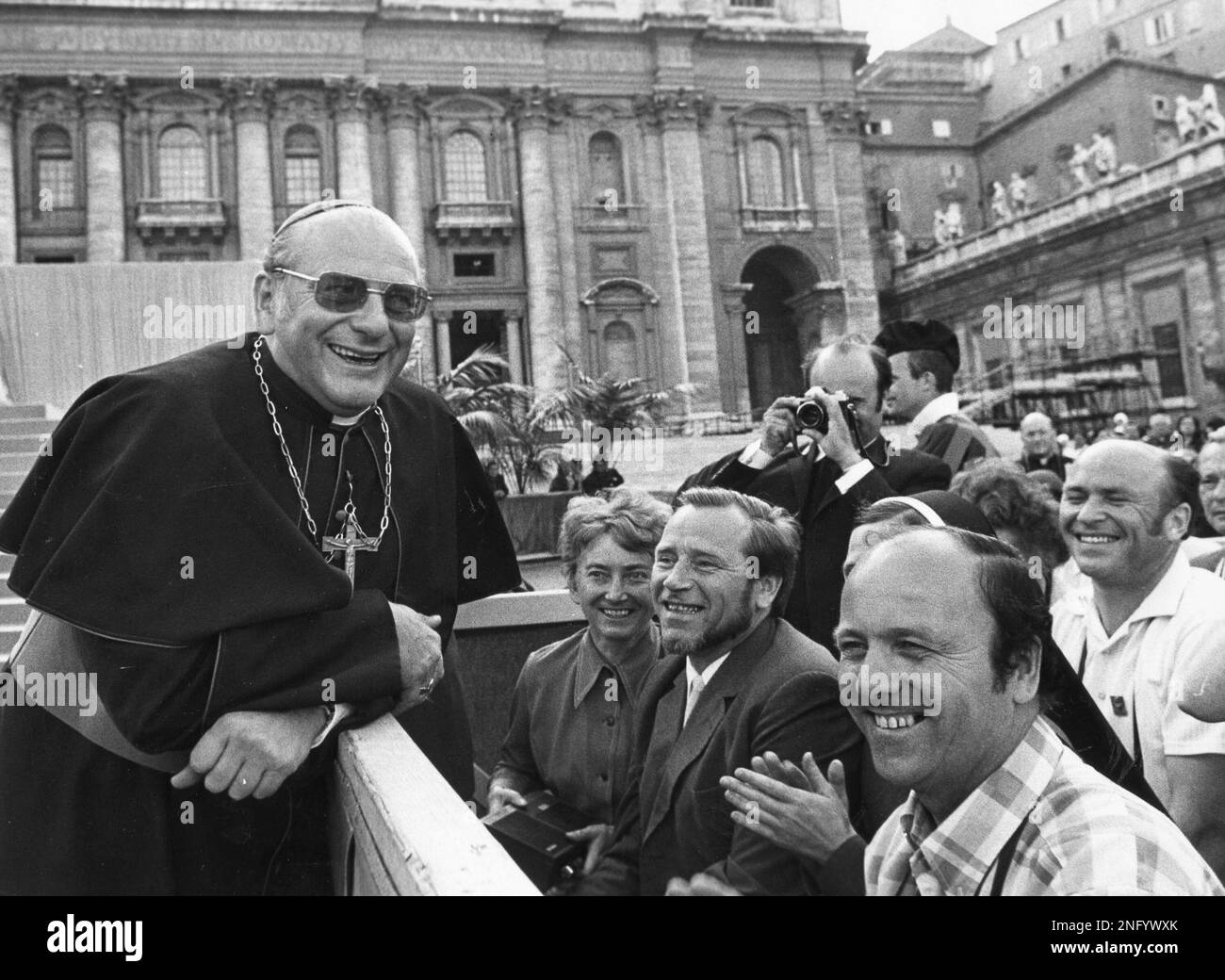 Undated picture of Alfred Cardinal Bengsch of Berlin, left, posing with ...