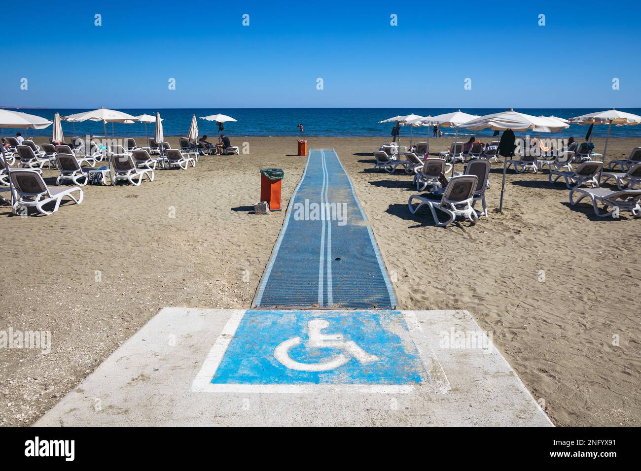 Disabled access on Mackenzie Beach in Larnaca city, Cyprus island ...