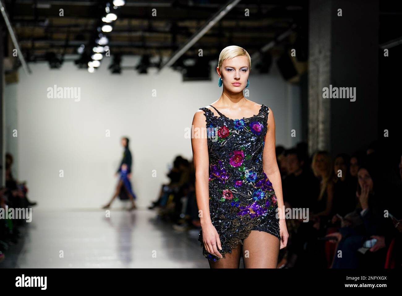 Models on the catwalk during the Conner Ives show at the Newgen Catwalk ...