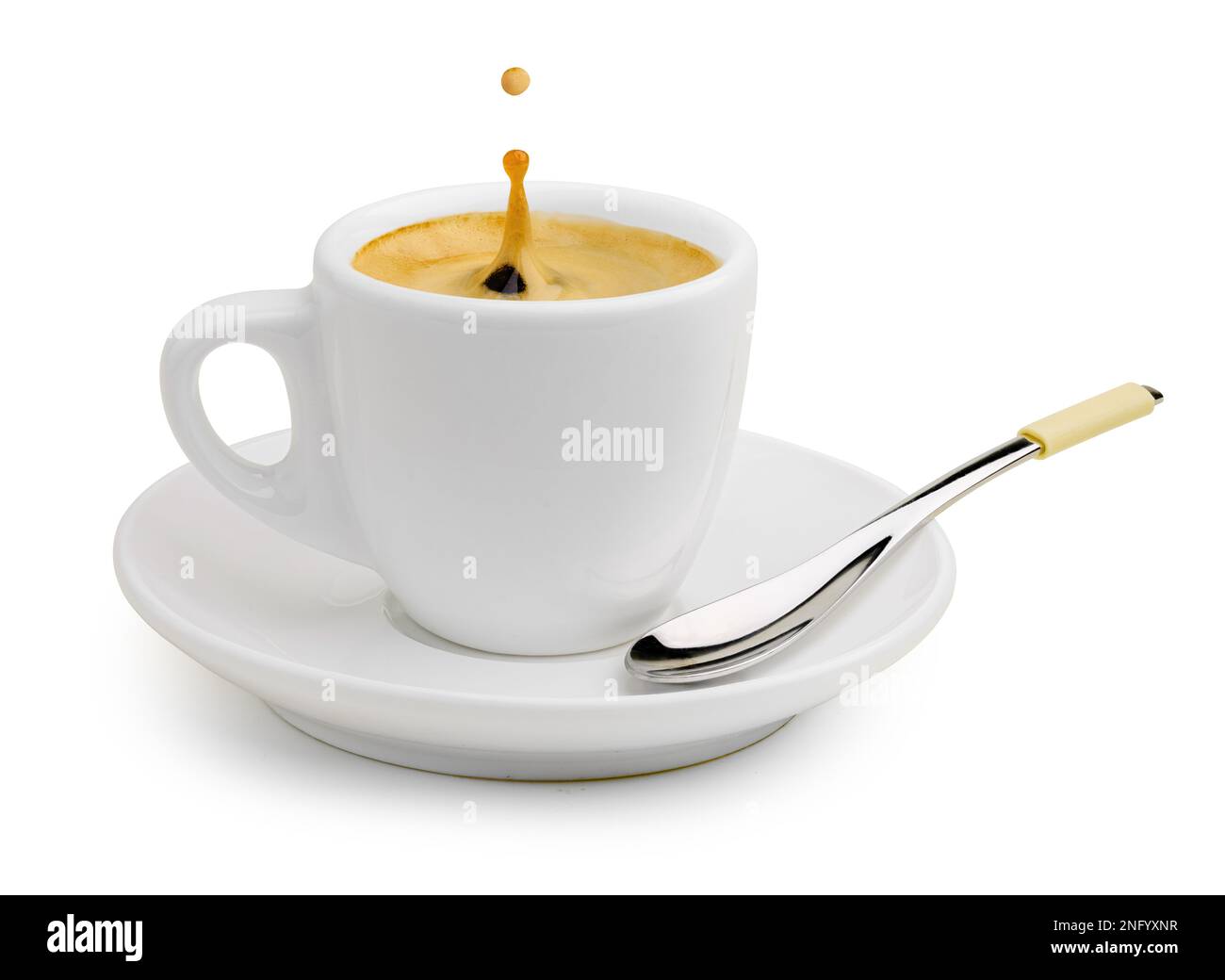 Coffee splash from a cup isolated on a white Stock Photo - Alamy