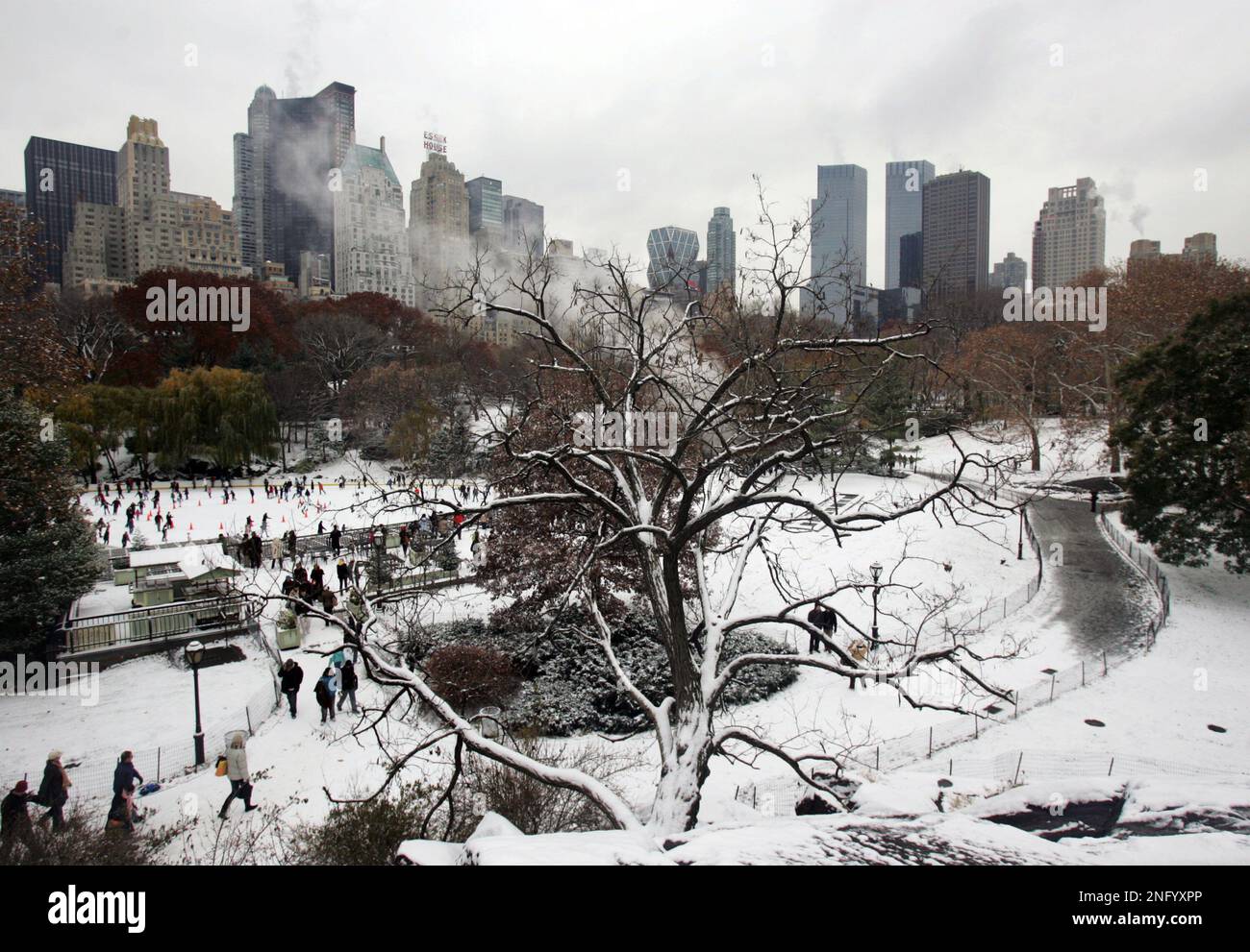 The first snowfall of the year is seen from Central Park in New York ...