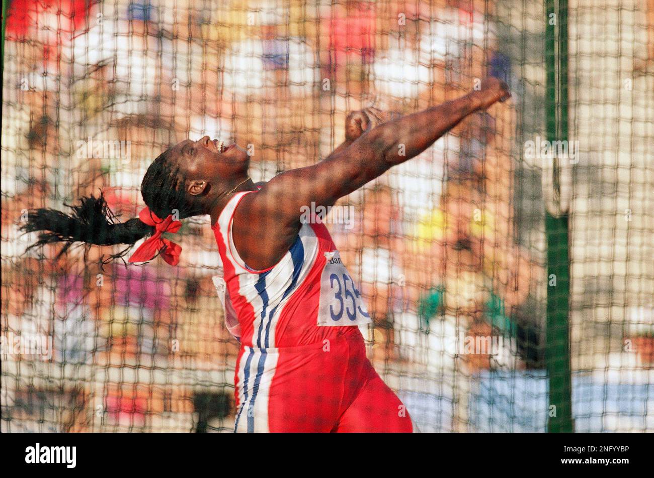 Cuba's Maritza Marten throws for a gold in the women's discus ...
