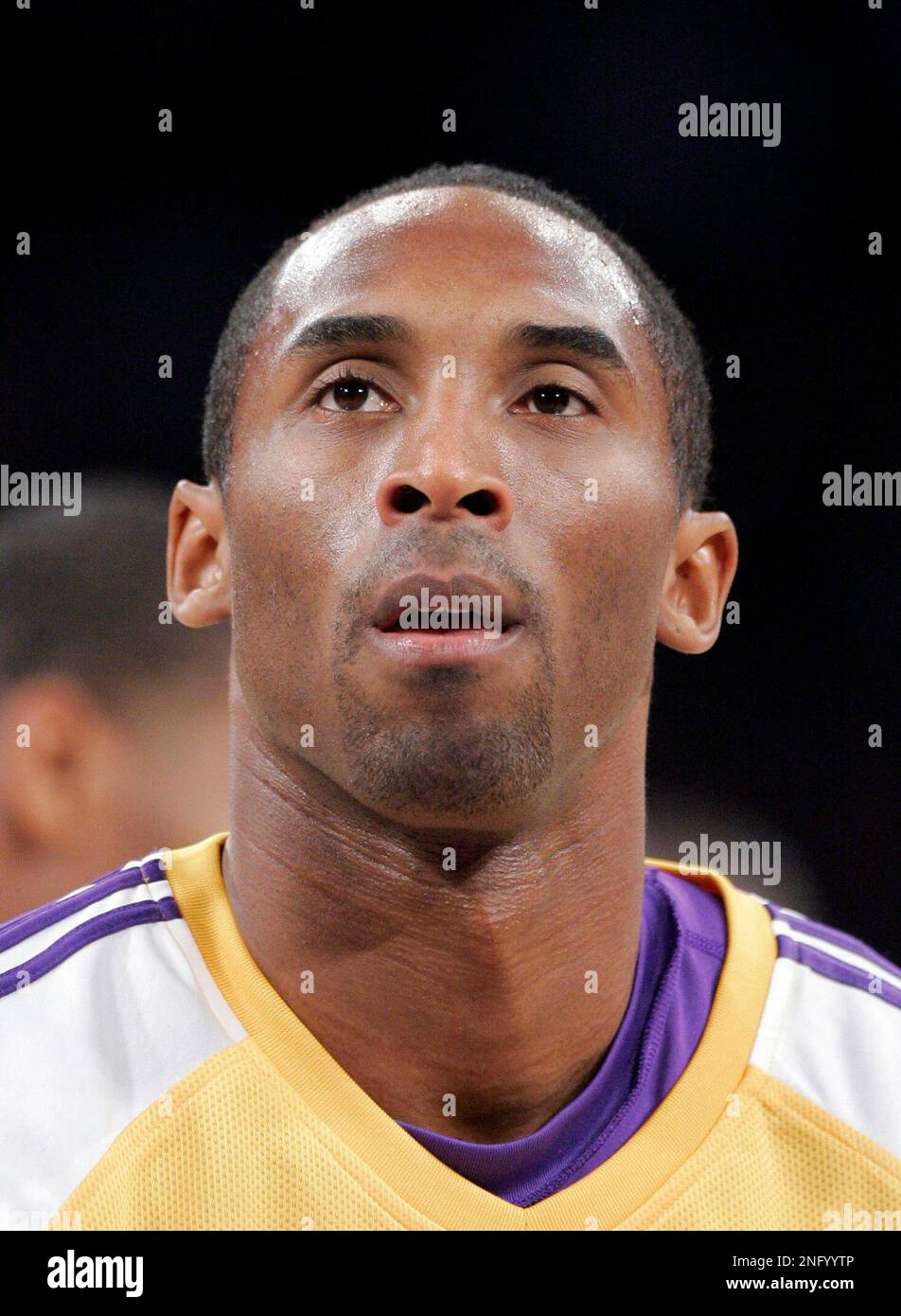 Los Angeles Lakers guard Kobe Bryant (24) looks on prior to their NBA ...