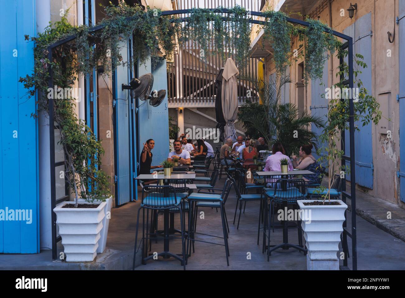 Bar in Old Town of Larnaca city, Cyprus island country Stock Photo - Alamy