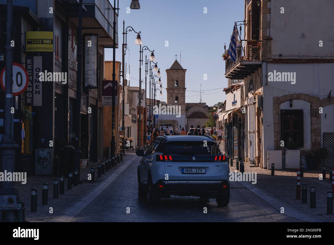 Tower of Church of Saint Lazarus in Old Town of Larnaca city, Cyprus ...