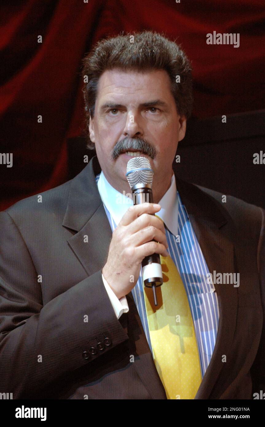 NASCAR Pres. Mike Helton takes part in a presentation at the Hard Rock ...