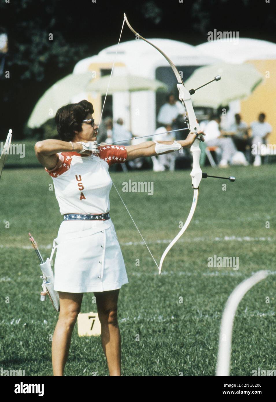 Seen here is Doreen Wilbar, USA, leading in women's archery at the 1972 ...