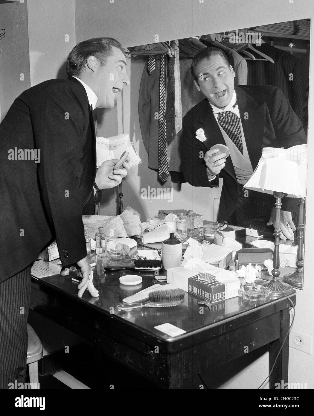 Sid Caesar is shown in the dressing room of the Roxy Theater in New ...