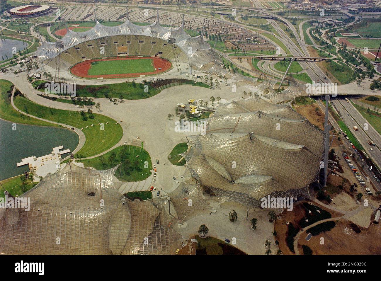 Seen here is an aerial view of the Olympic Stadium for the 1972 Olympic ...