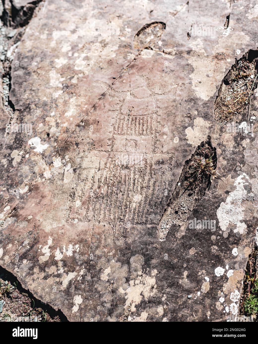 Petroglyphs rock drawings of ancient people of an unknown spaceship on ...