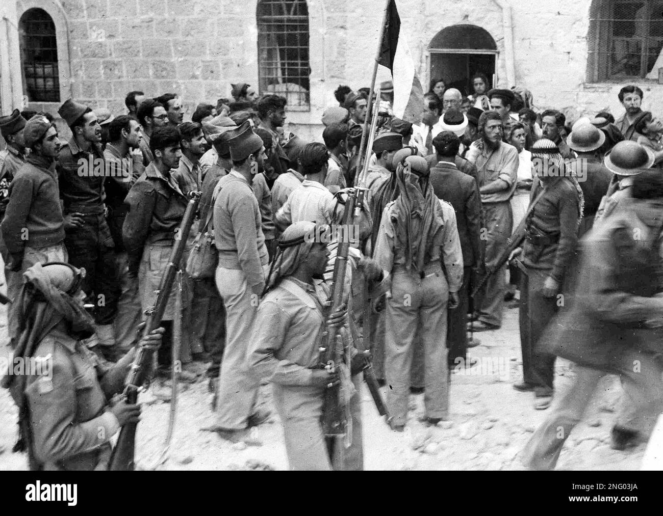 Soldiers of the Transjordan Arab Legion surround Haganah soldiers ...
