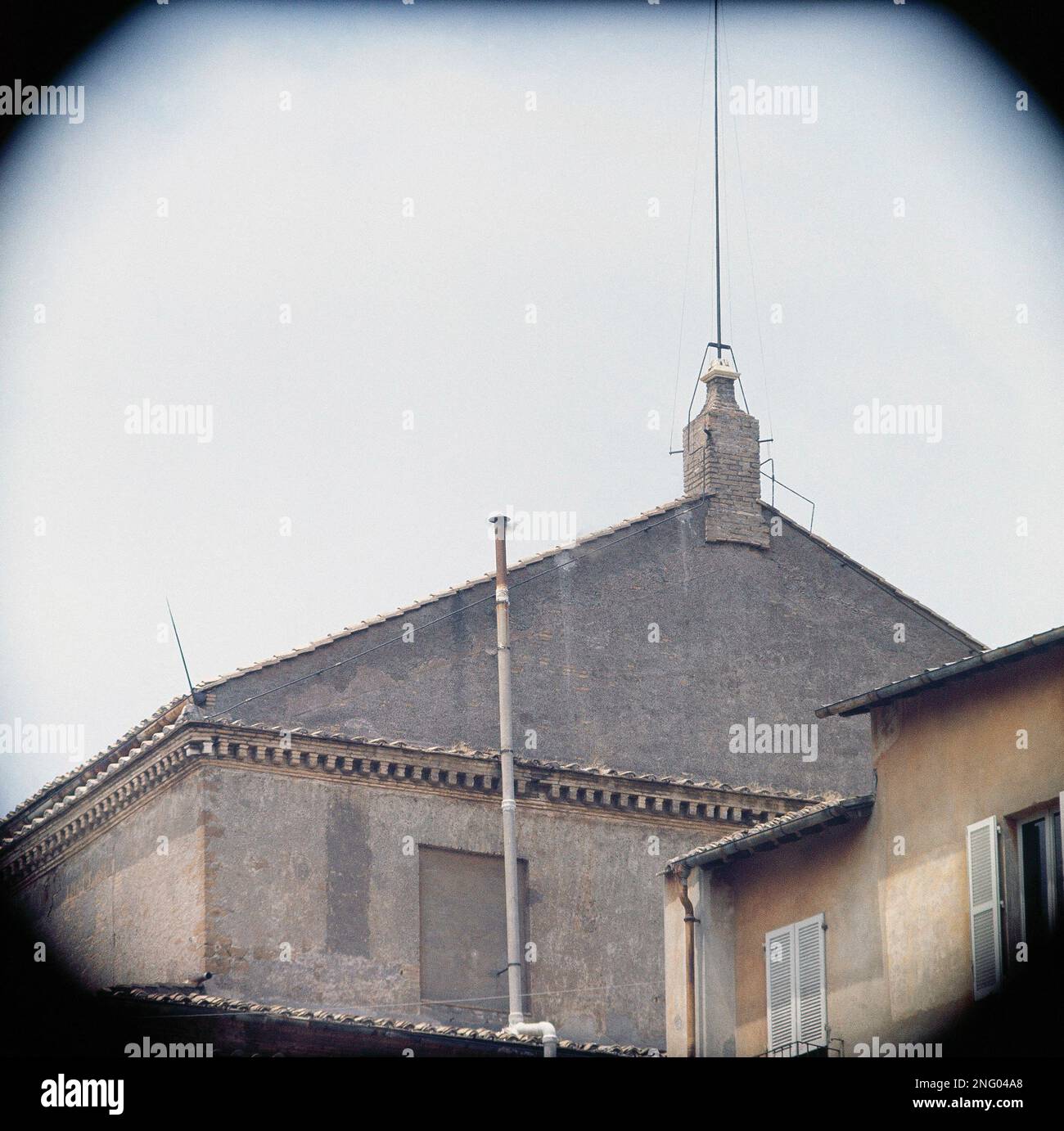 Seen here are the first puffs of white smoke given from the Conclave ...