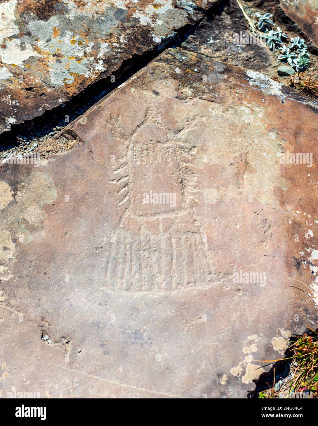 Petroglyphs cave drawings of ancient people of an unknown space flying ...