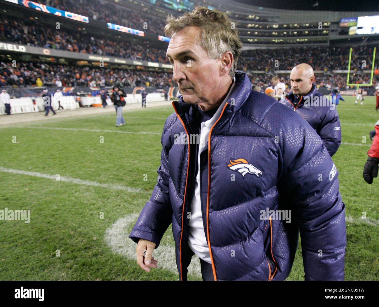 Denver Broncos head coach Mike Shanahan walks off the field after ...