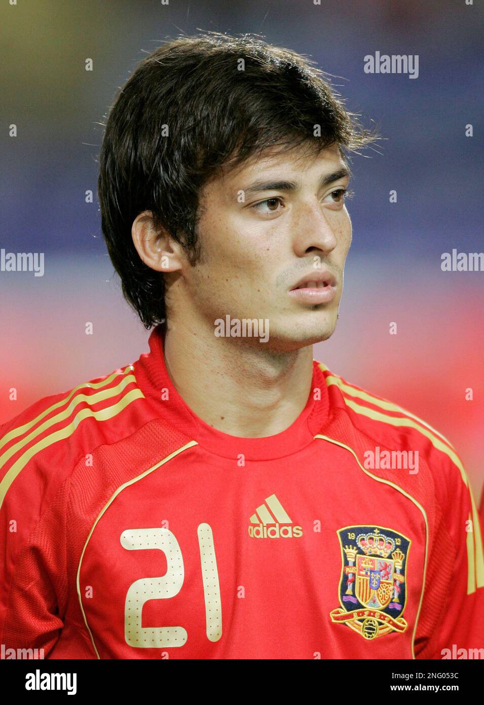 Spain's David Silva lines up before a Euro 2008 qualifying soccer match ...