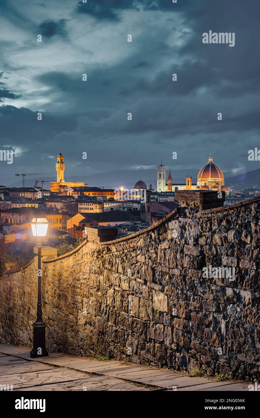 Downtown Florence, Tuscany, Italy at Night Stock Photo - Alamy