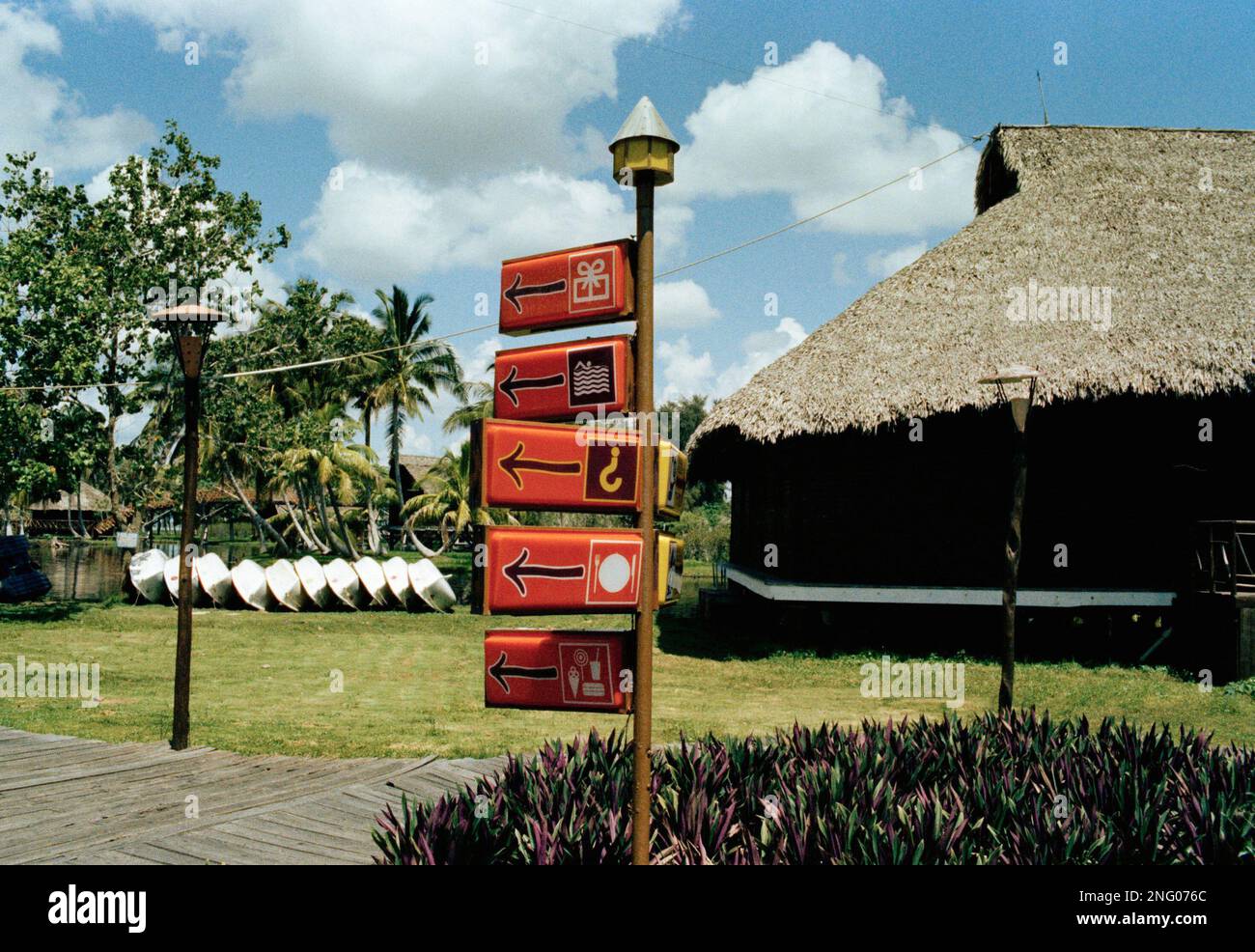 Seen here is a directional sign in the resort village of Guama, Cuba ...