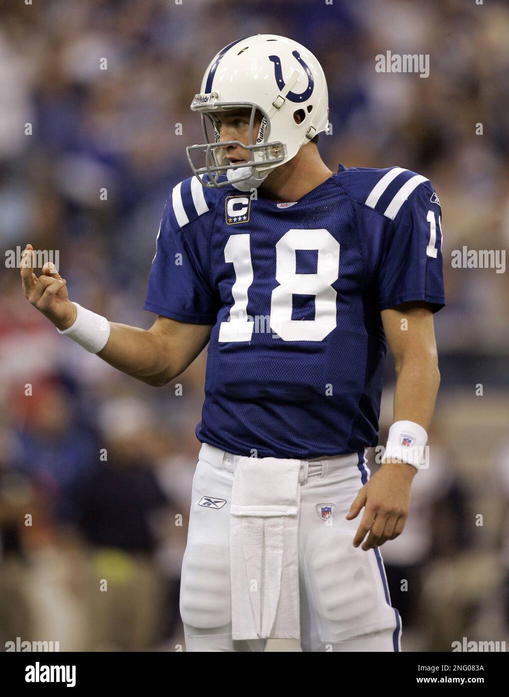 Indianapolis Colts quarterback Peyton Manning (18) on the field in the ...