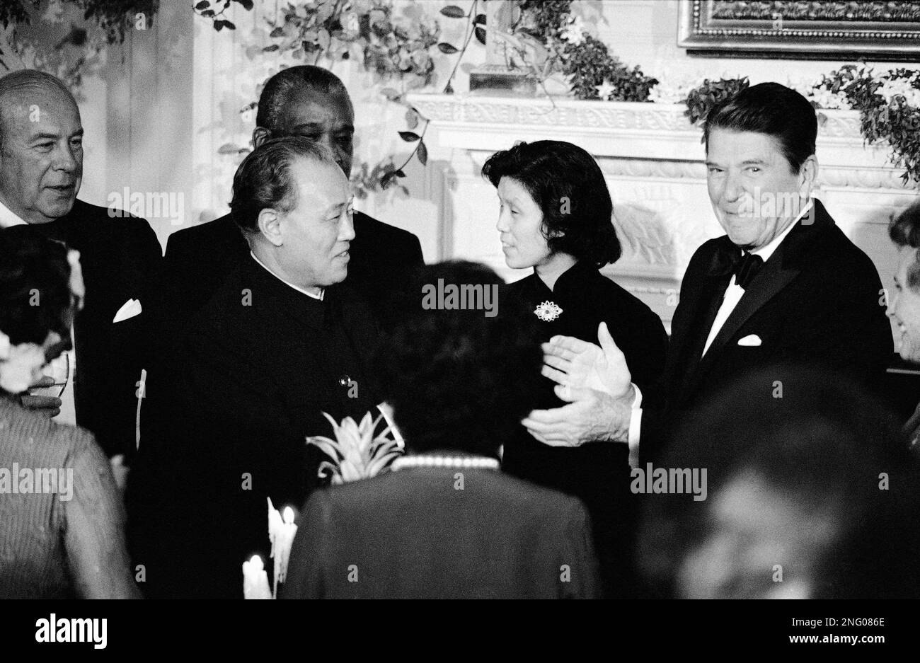 President Ronald Reagan applauds Chinese Premier Zhoa Ziyang following ...