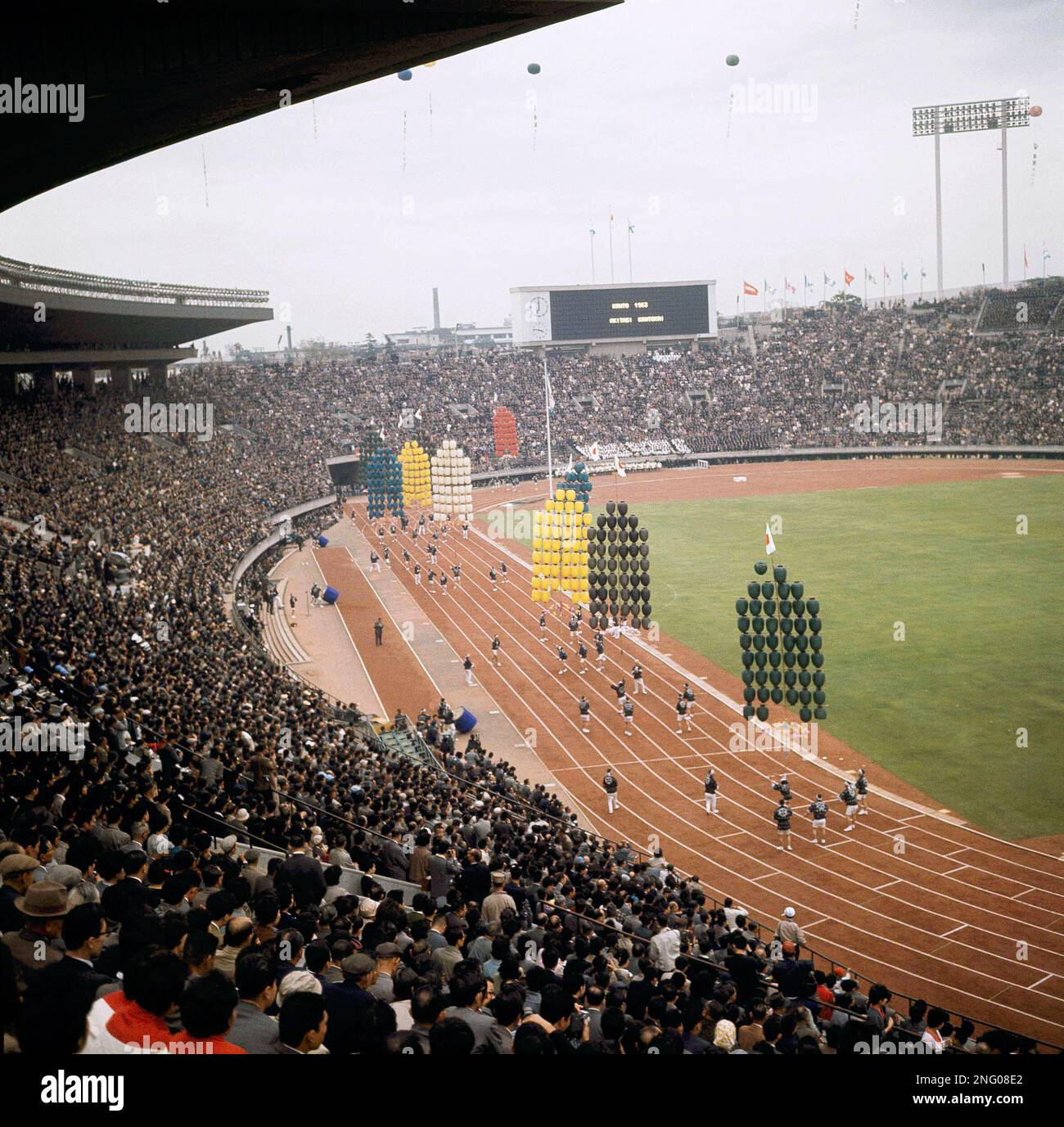 Pictured here is Tokyo Stadium at the opening ceremonies of the 1964 ...