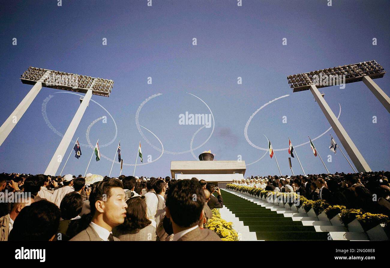 Pictured here is Tokyo Stadium at the opening ceremonies of the 1964 ...