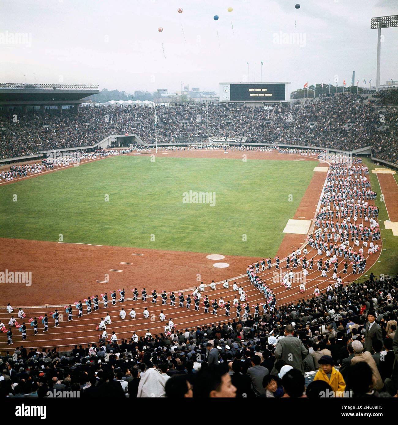 Pictured here is Tokyo Stadium at the opening ceremonies of the 1964 ...