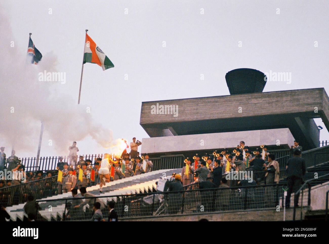 Pictured here is the lighting of the Olympic Torch at the opening ...