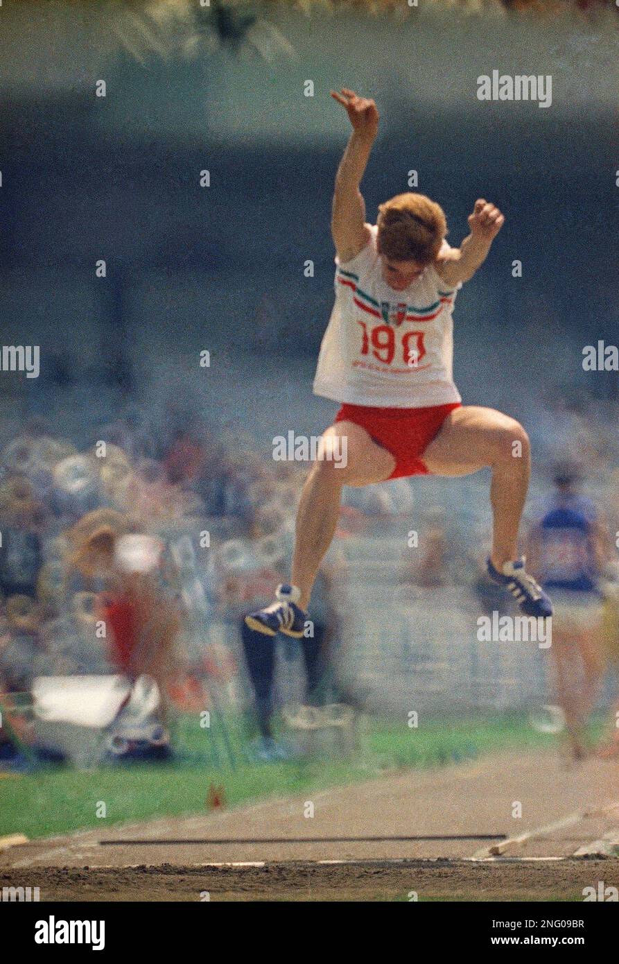 Pictured here is Roman (no first name given) competing in the long jump ...