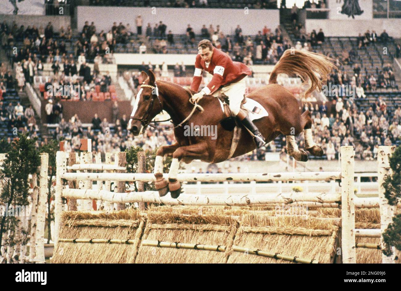 Seen here is Jarasinksi, equestrian jumper at the 1964 Summer Olympics ...