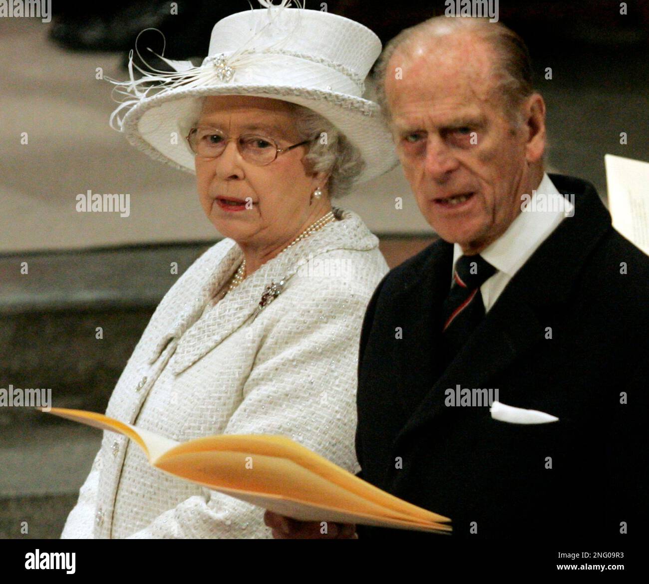 Britain's Queen Elizabeth II and Prince Philip attend a service of ...