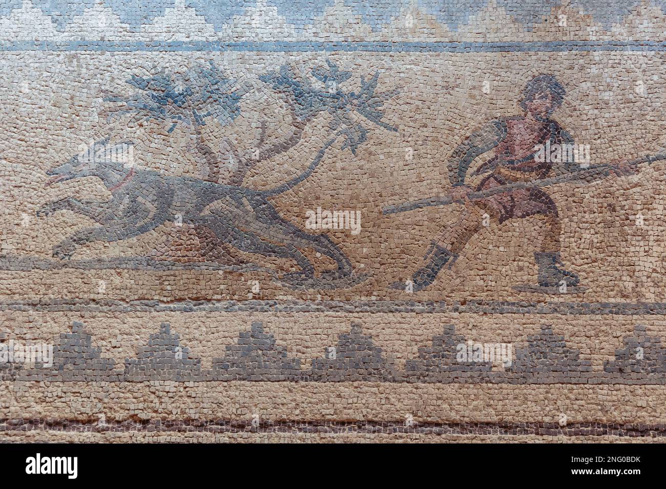 Hunting scene mosaic in House of Dionysos Roman villa in Paphos ...