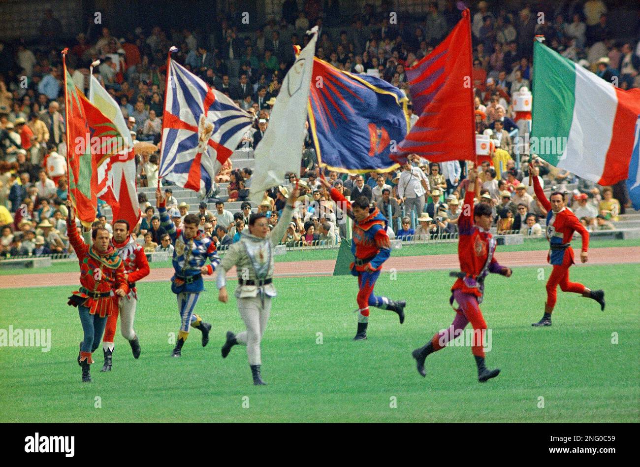 Activities during Opening Day Ceremony of Olympics in Mexico City ...