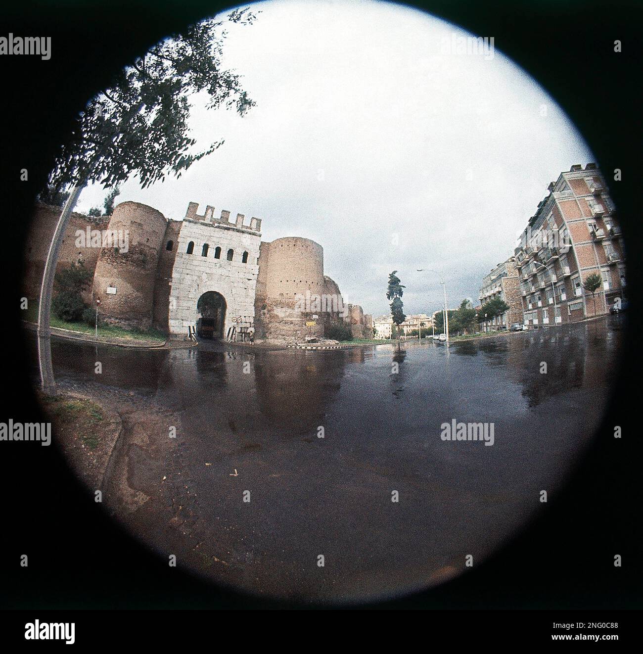 Seen here is the Porta San Paolo in Rome, Italy, December 1965, seen ...